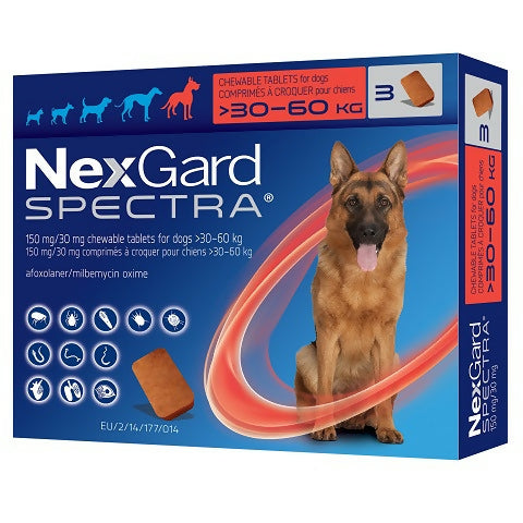 NEXGARD SPECTRA CHEWABLE TABLET FOR LARGE BREED DOGS 150MG >30-60KG (3 ...